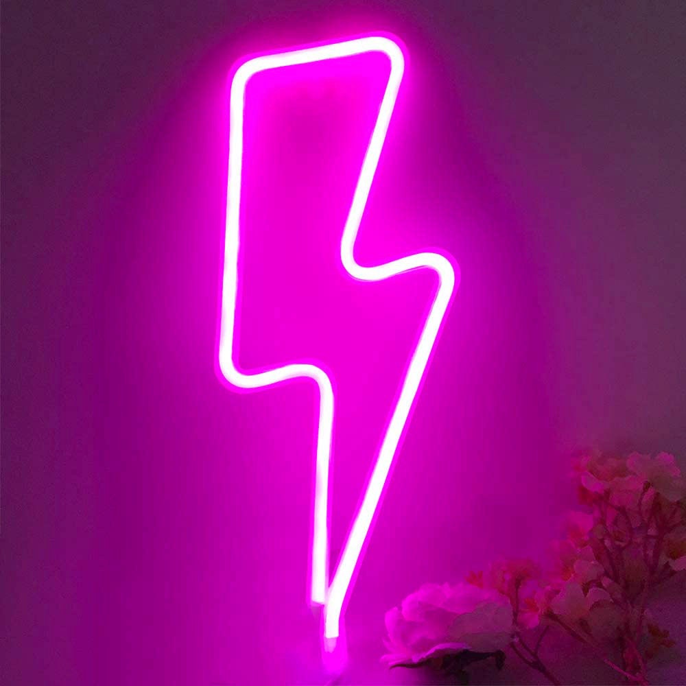 Pink Lightning Led Neon Sign Lightning Bolt Neon Led Sign | Etsy
