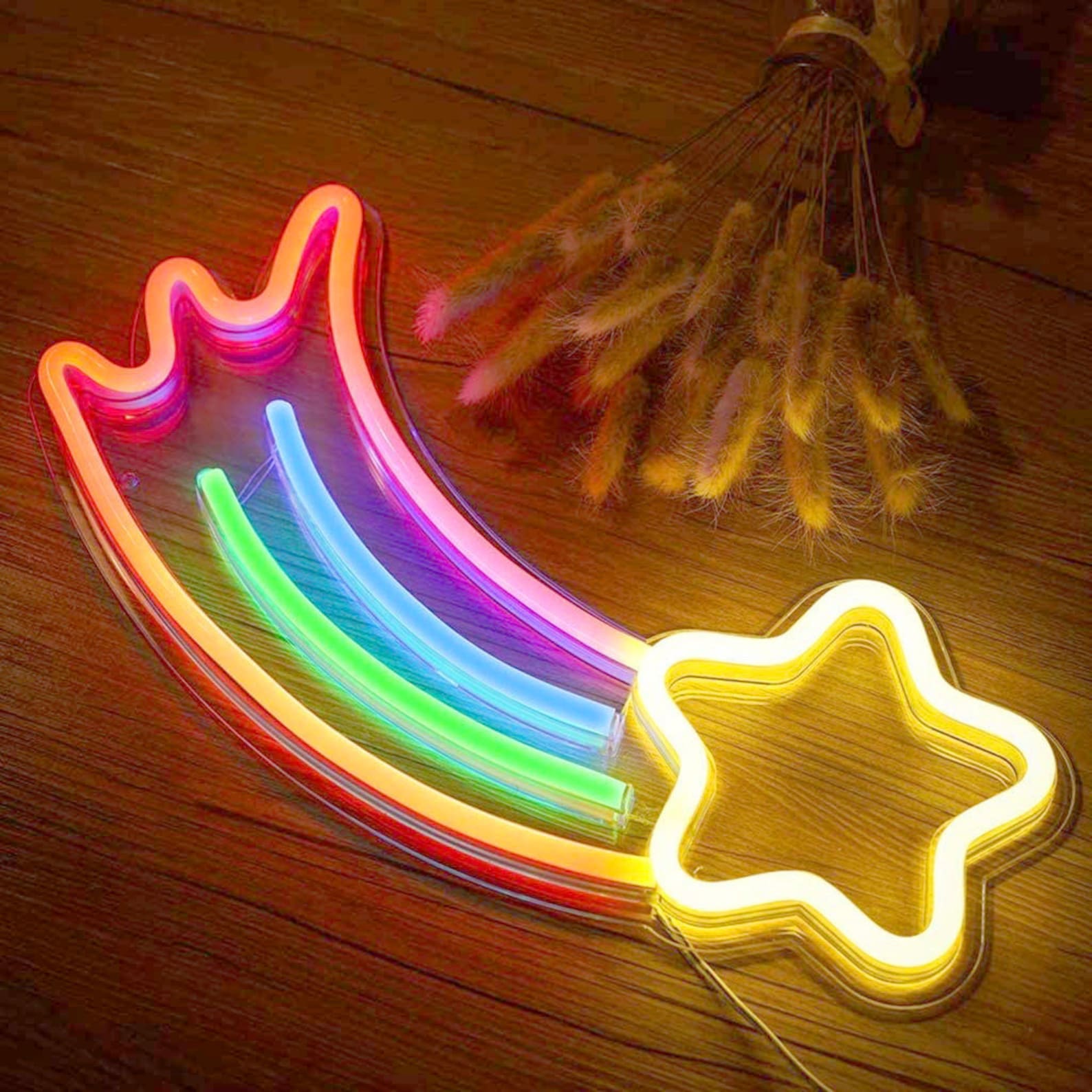Shooting Star Led Neon Sign Star Neon Sign Shooting Star | Etsy