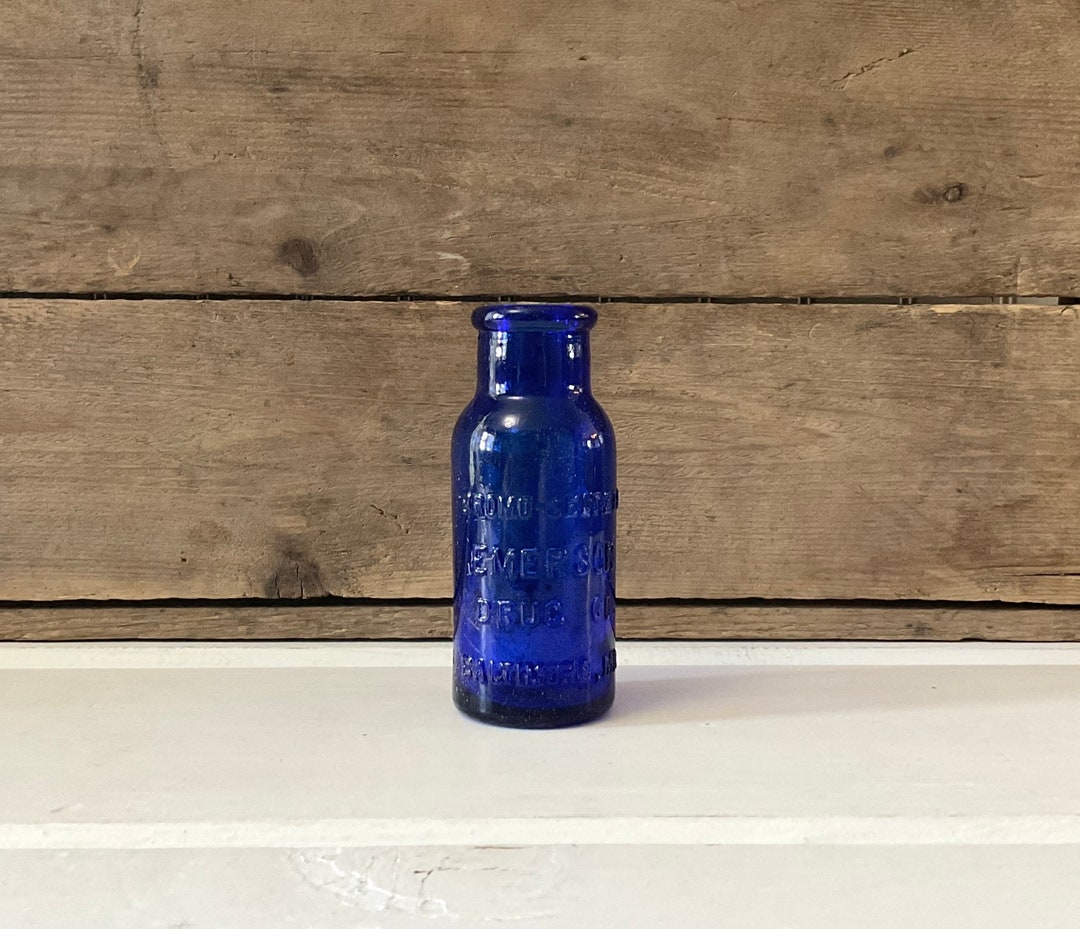 Antique Cobalt Glass Medicine Bottle, Bromo Seltzer Emerson Drug ...