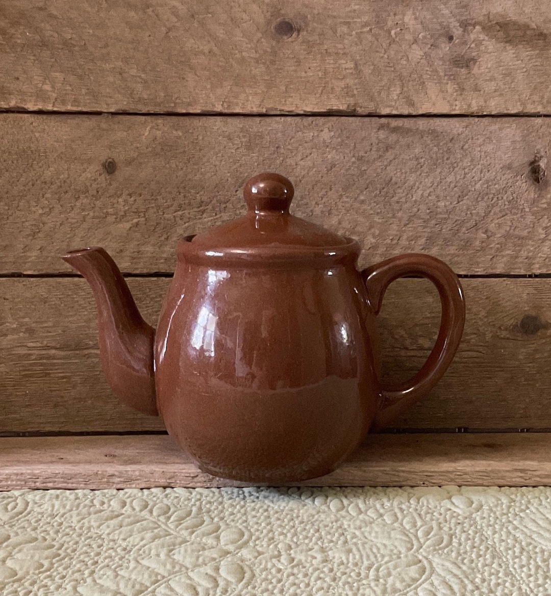 Antique Redware Teapot Brown Betty Style 19th Century Unmarked, Vintage ...