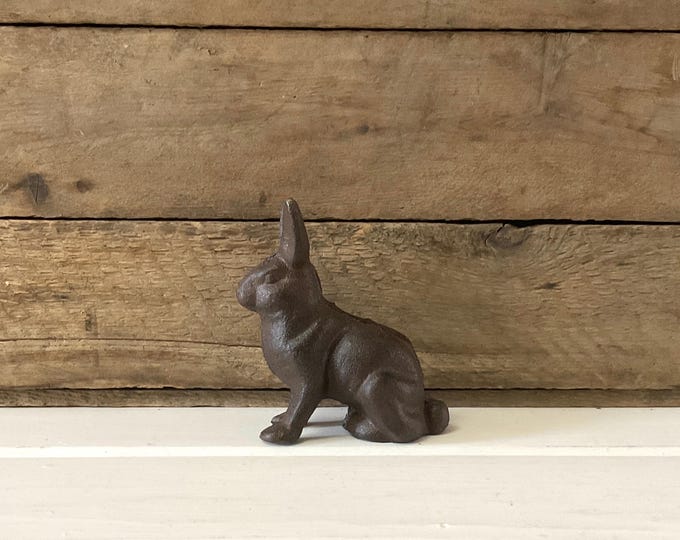 Cast Iron Bunny Doorstop, Heavy Rabbit Garden Decor, Bookshelf Figurine ...