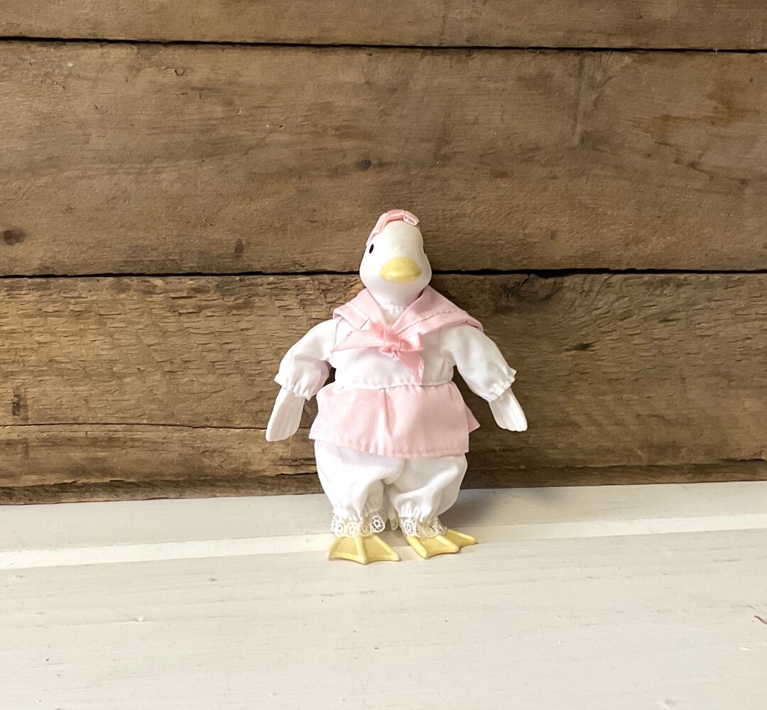 Vintage Pink Duck Russ Berrie Bisque and Cloth Animal Doll in Girl’s ...