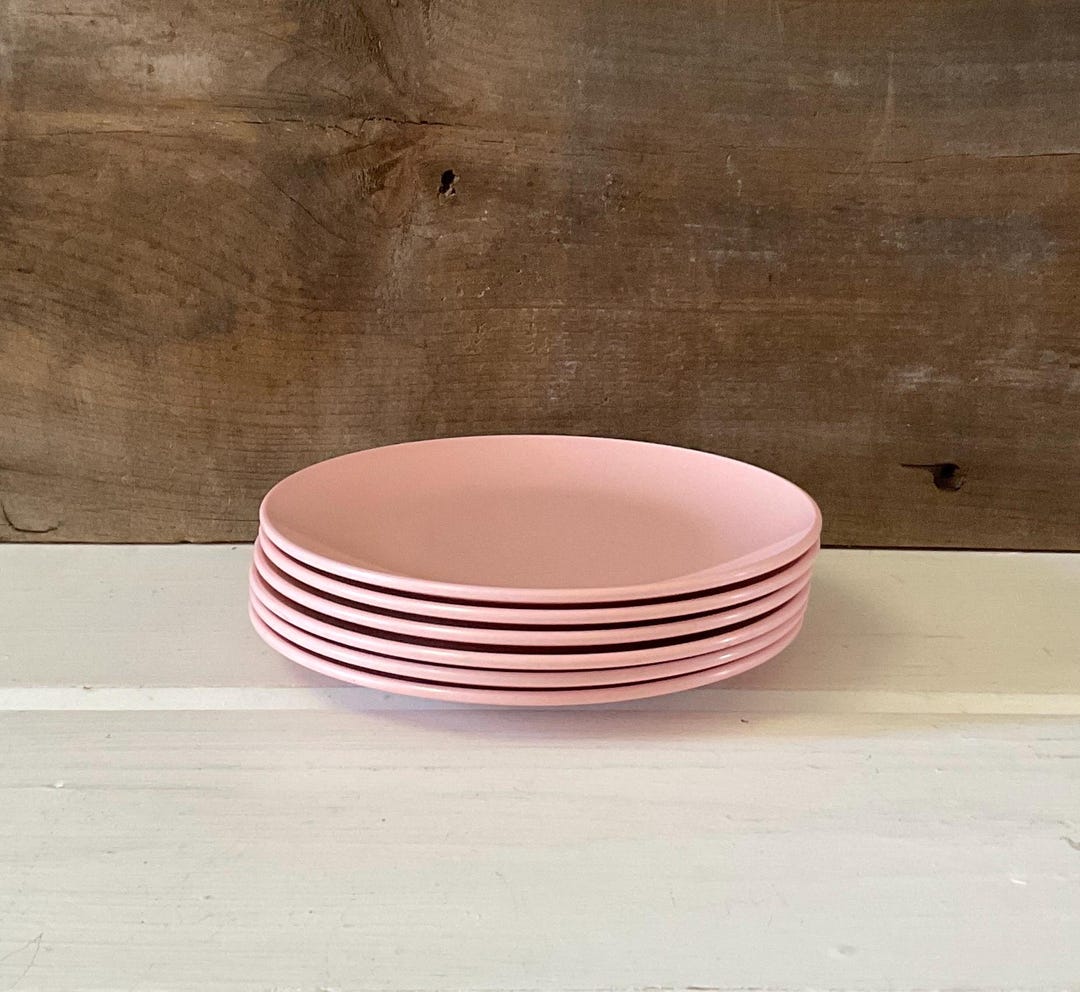 Vintage Pink Melamine Plates, Set of 6 Pale Pink MCM Plastic Small ...