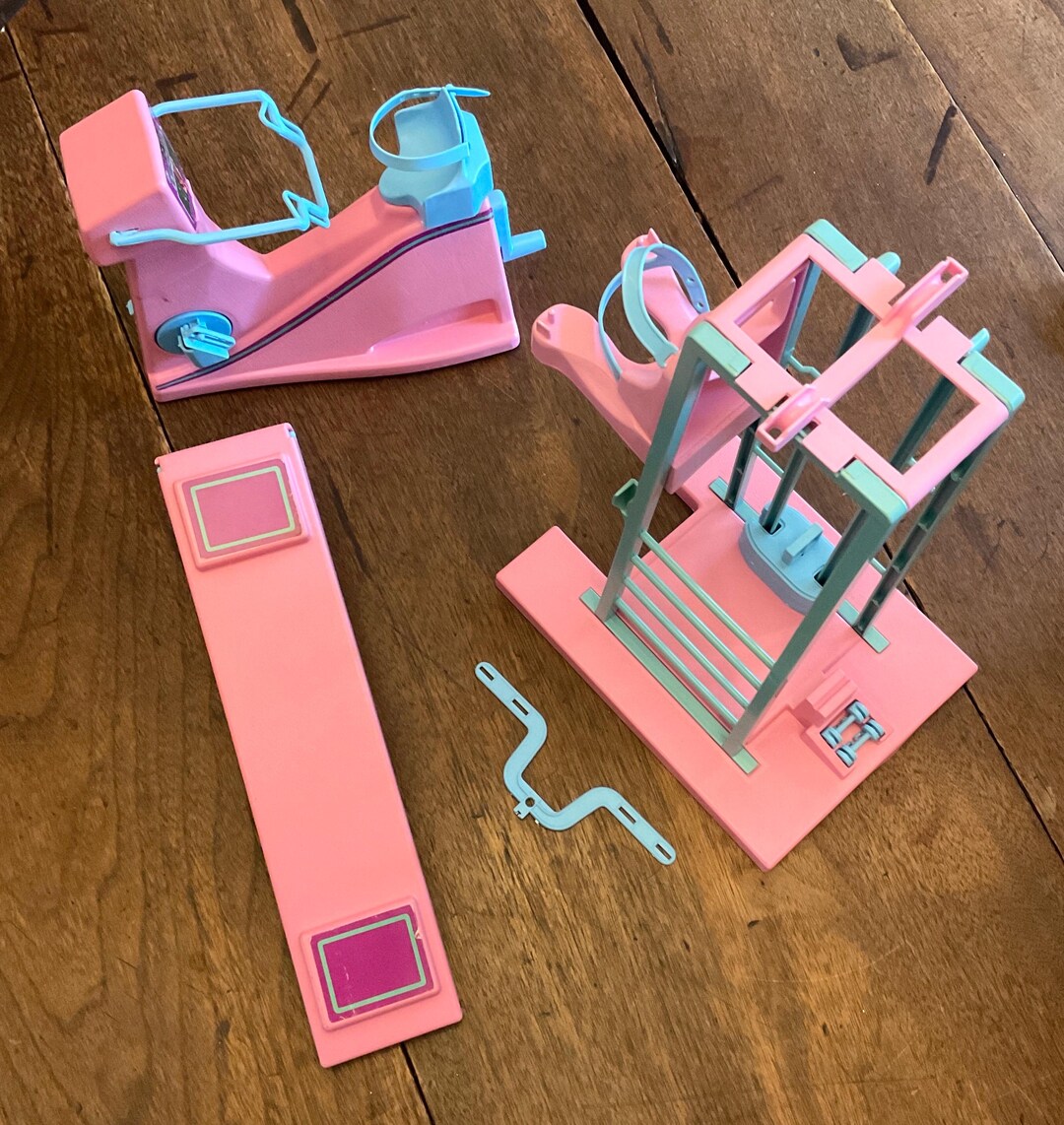 Vintage Workout Barbie in Box W Pink Gym Equipment, 1980s Aerobics ...