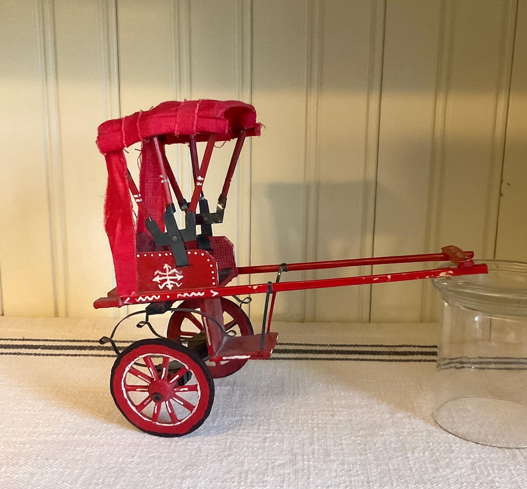 Vintage Rickshaw Small, Antique Toy, Model Size, Asian Decor, Handmade ...
