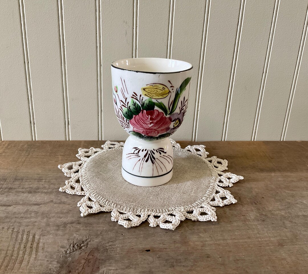 Vintage Egg Cup, Double Small / Large Ceramic Egg Holder With ...