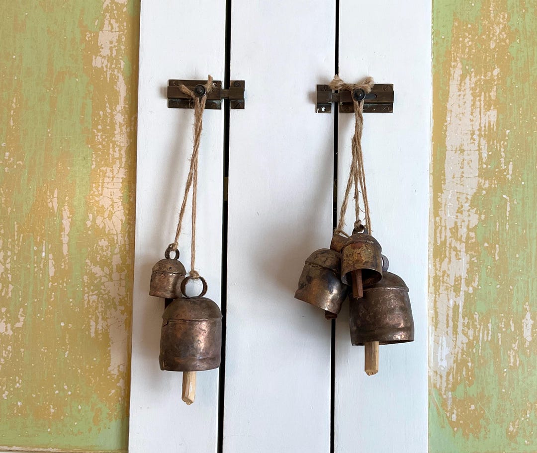 Vintage Copper Bells, Rustic Noah Bells, Melodic Chimes, Christmas Decor, Wreath Accent, Set of ...