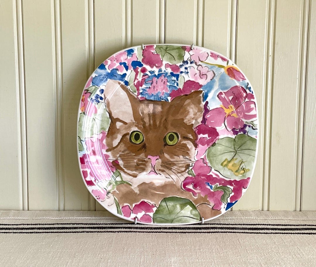 Vintage Cat Plate W Hanger, Minou-ettes by C Pradalie Zrike Portugal ...