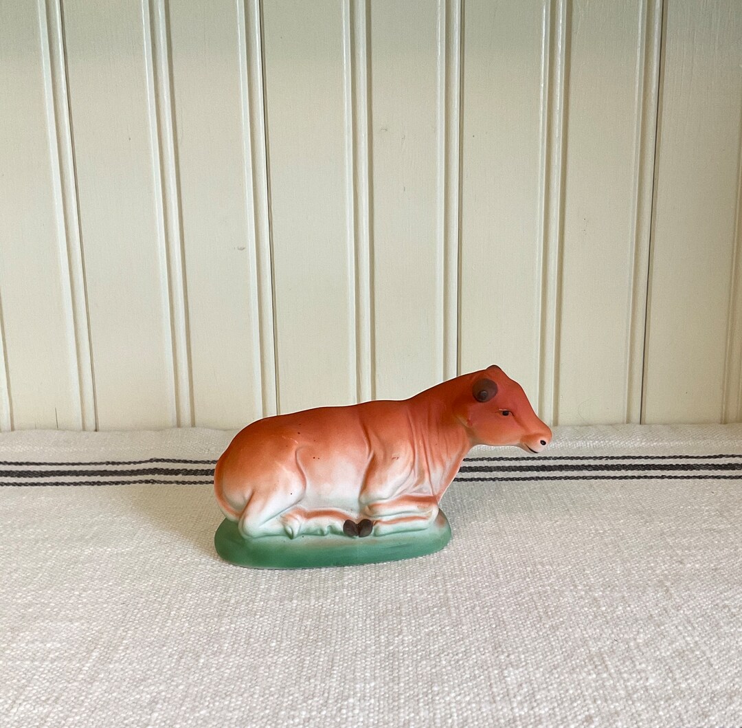CLEARANCE — Vintage Nativity Cow, Manger Cattle Lowing Animal Satin ...
