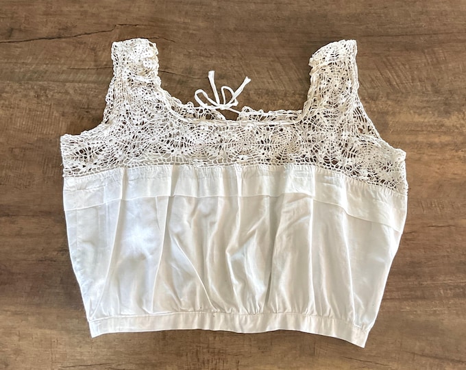 Victorian Handmade White Cotton Cropped Blouse, Late 1800s Under ...