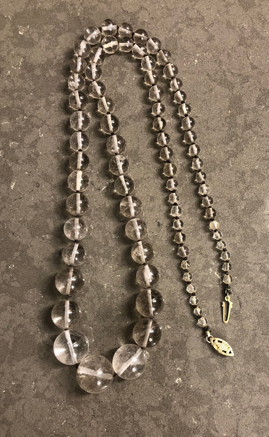 Pools of Light Antique Beaded Necklace Art Deco Orbs, Drilled Smoky ...