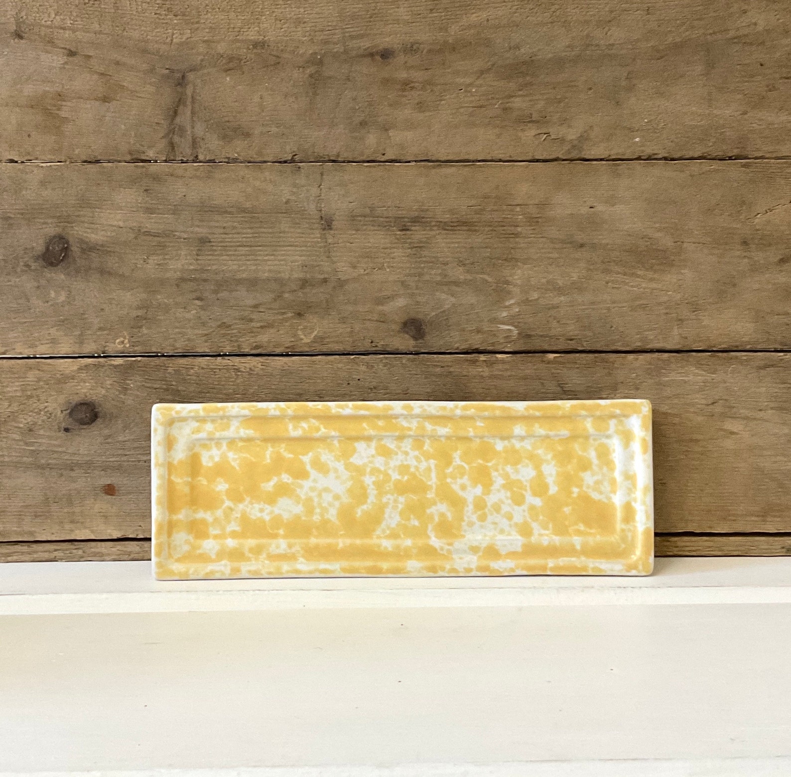 Vintage Bennington Potters Vermont Spoonrest, Yellow Splatter ...