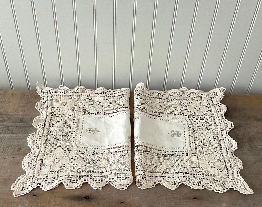 Antique Lace Doilies Rectangular Ecru Lace Victorian Linens, End Table ...