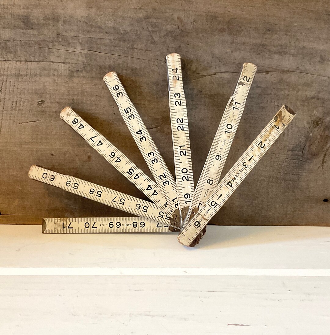 Vintage Folding Ruler, White Drafters Extension Rule, Wooden Folding ...