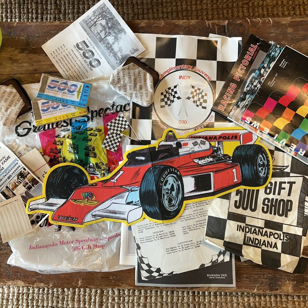Lot of 1981 1982 Indianapolis 500 Souvenirs Tickets Pennant Programs ...