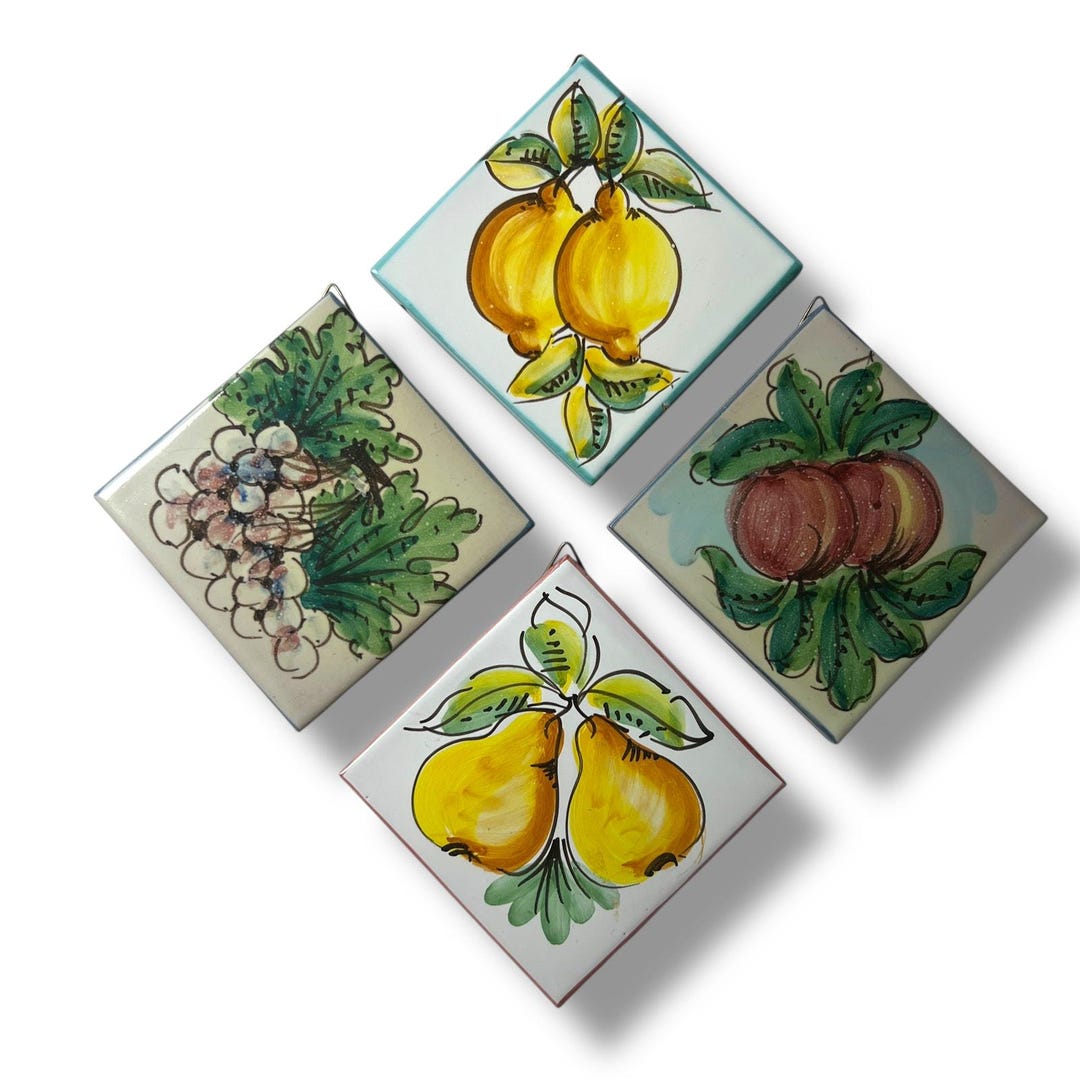 4 Vintage Vietri Fratantoni Ceramiche Style Tiles Hand Painted Signed ...