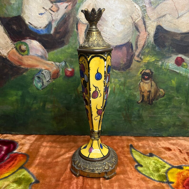 Eclectic Hand Painted Porcelain Ornate French Bronze Candlestick Lamp ...