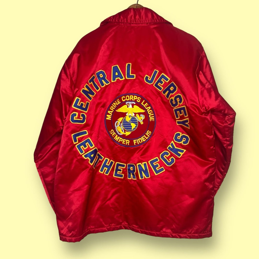 Leathernecks Central Jersey Marines Corp Red Satin Jacket Size Large ...