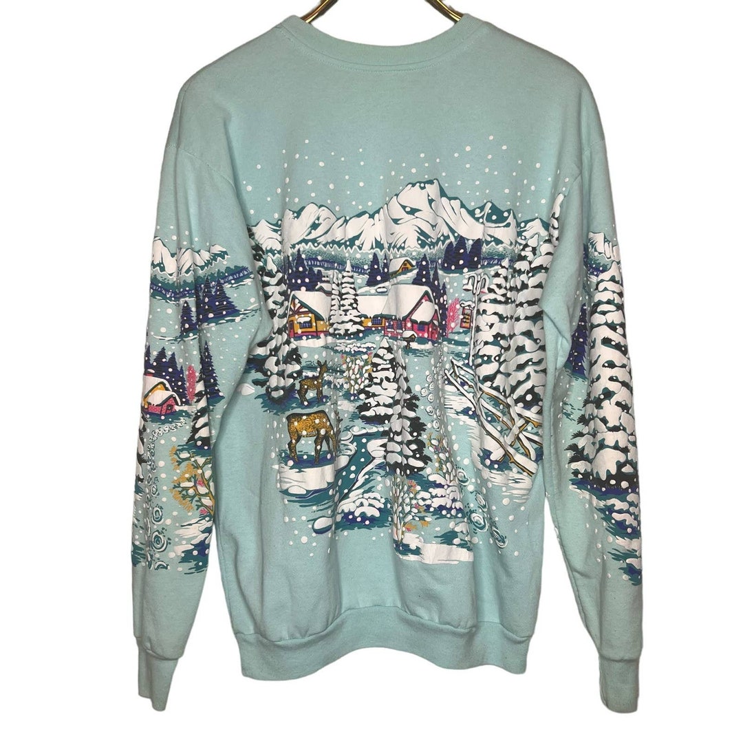 Vintage 80s Mens XL All Over Puffy Paint Sweatshirt Winter - Etsy