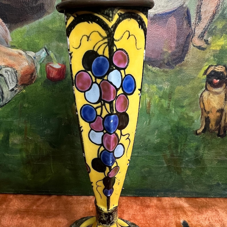 Eclectic Hand Painted Porcelain Ornate French Bronze Candlestick Lamp ...