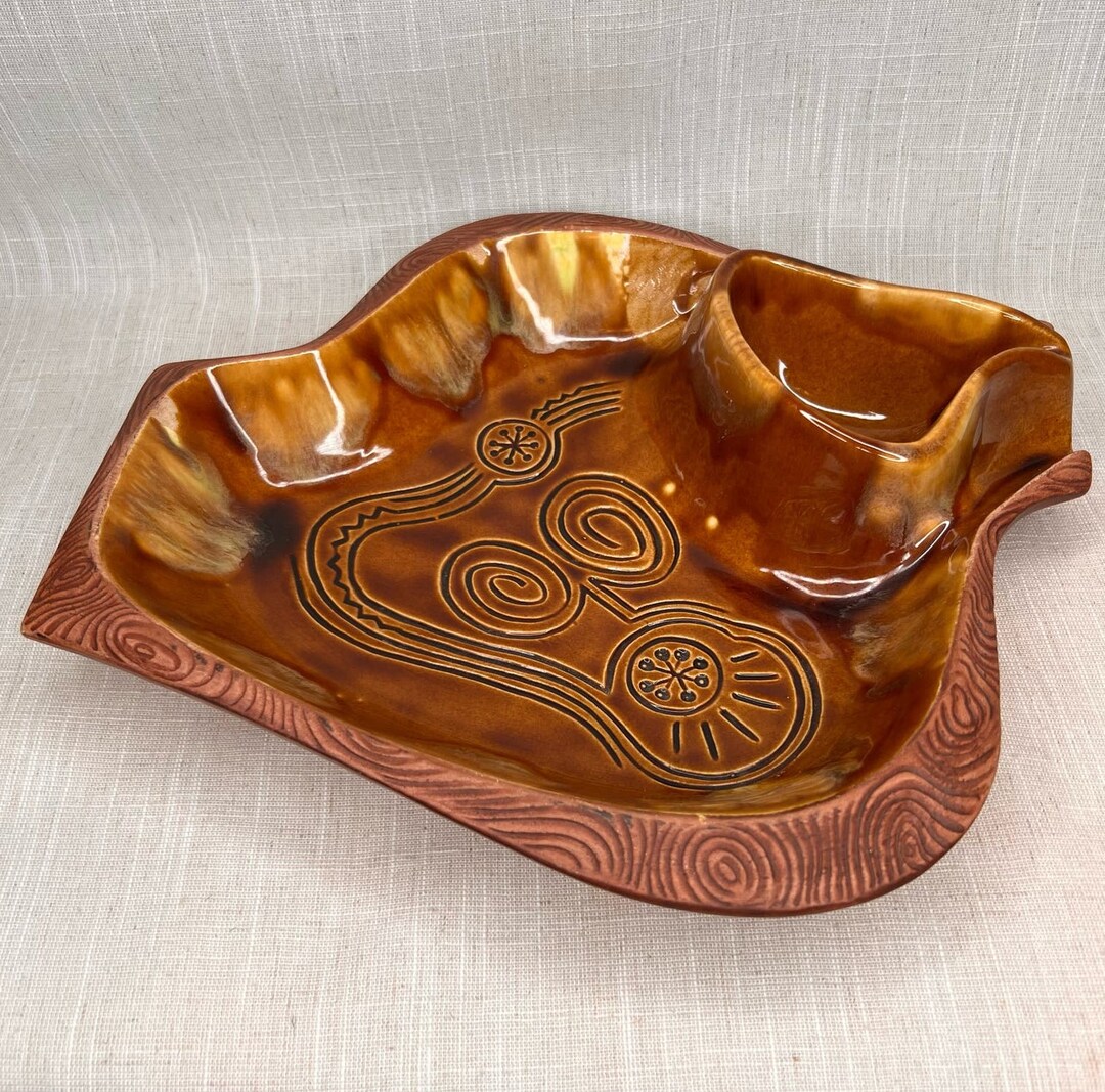 Mccoy Pottery Large Aztec Divided Serving Bowl Nut Dish Vintage 60s - Etsy
