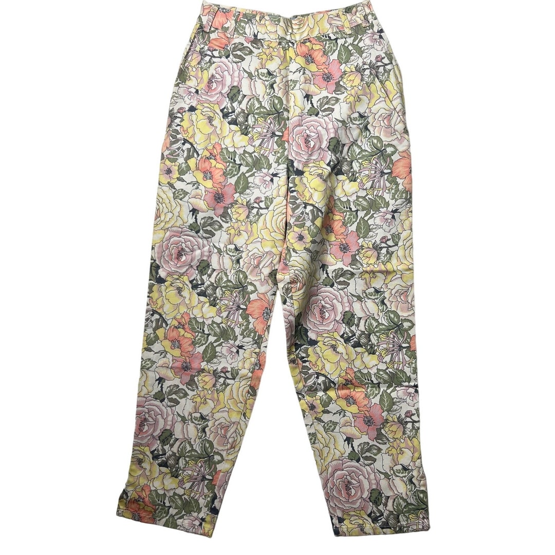 Vintage 80s Forenza Size Small Pants Floral High Waist Jeans Rose Print ...