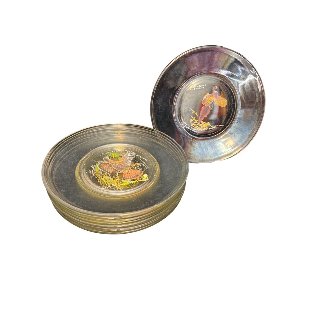 Ned Smith Set of 8 Pennsylvania Game Bird Plates Hand Painted Glass ...