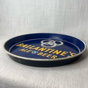 Vintage Ballantine Navy Blue Litho Tin Metal Beer Tray Advertising MCM ...