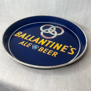 Vintage Ballantine Navy Blue Litho Tin Metal Beer Tray Advertising MCM ...