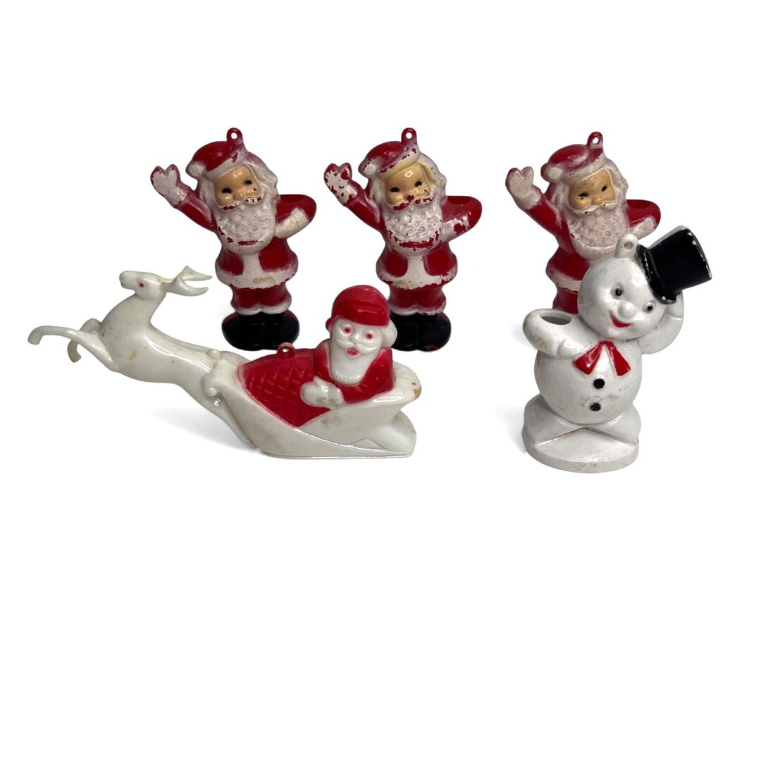 Rosbro Rosen Plastic 5 Christmas Candy Holder Ornament Vintage Snowman ...