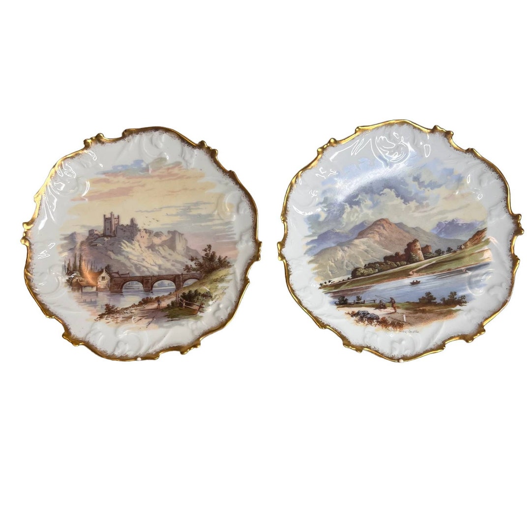 Vintage Pair of British Castle Porcelain Plates Inverlochy Richmond ...