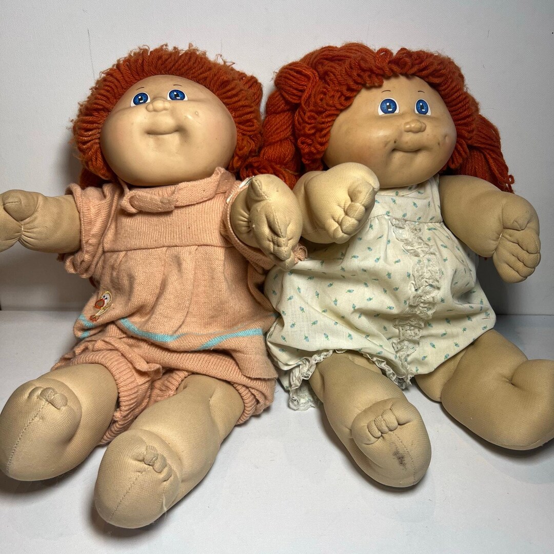 Vintage Pair of Cabbage Patch Dolls Red Hair Green Eyes One Dimple ...