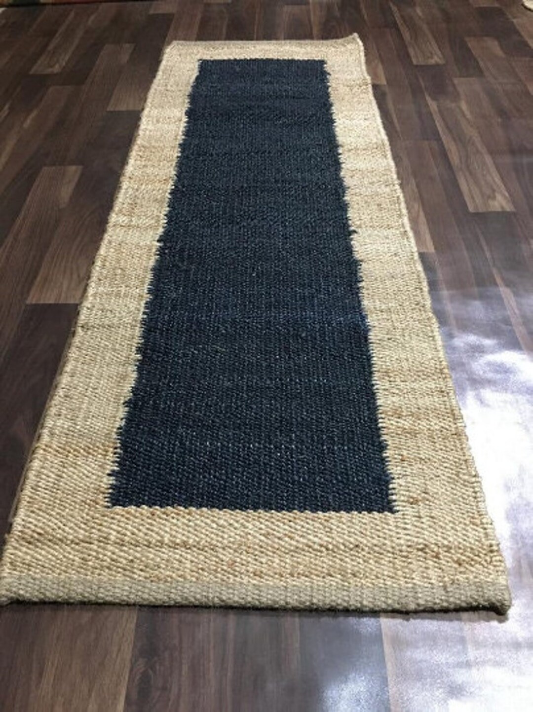 Natural and Black Jute Aisle Runner ,handmade Hemp Jute Runner and Jute ...