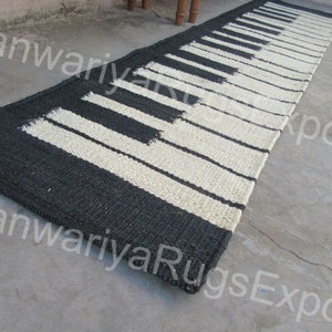 Piano Pattern Black White Jute Hemp Runner Rug ,stair Jute Runner ...