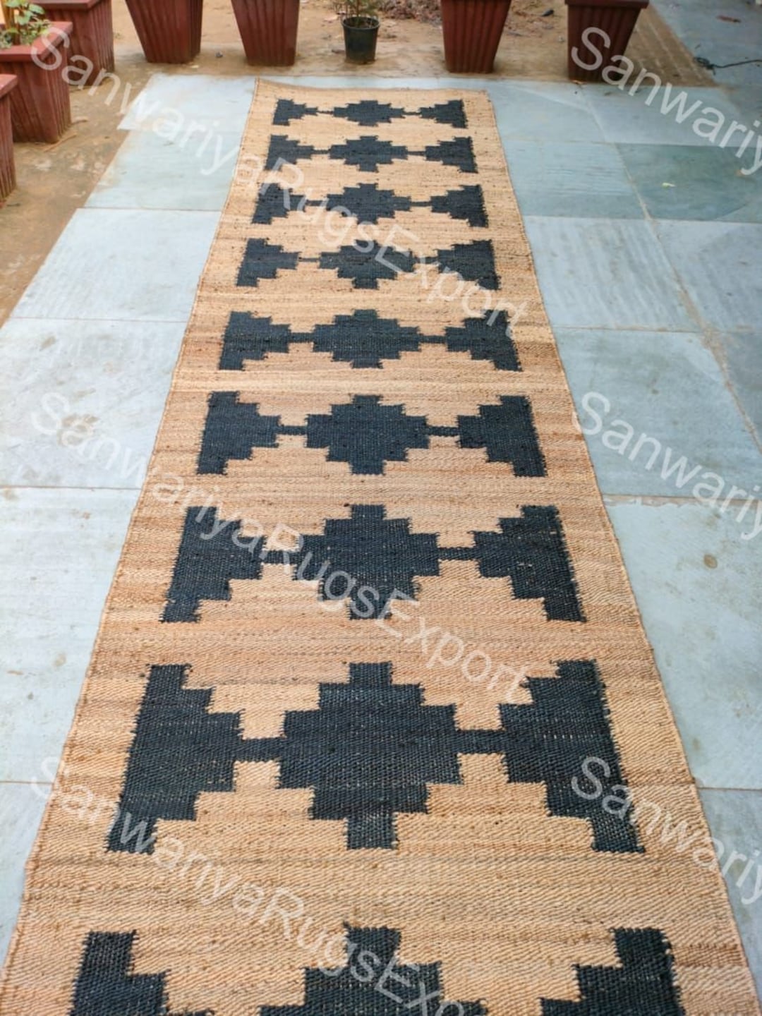 Natural Nad Black Box Jute Hemp Area Rug ,stair Jute Runner, Kitchen ...