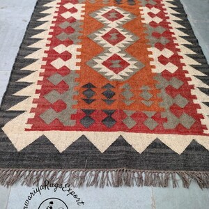 Traditional Indain Handmade Kilim Rug, Handwoven, Wool and Jute Rug ...