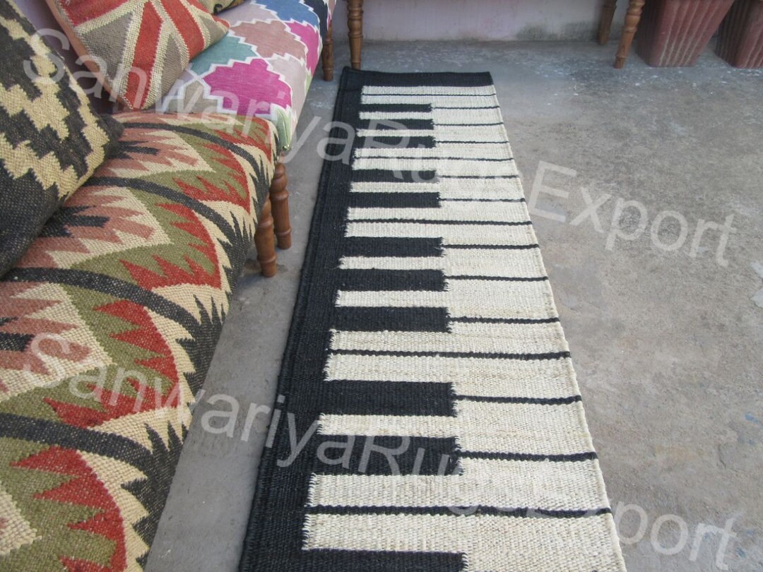 Piano Pattern Black White Jute Hemp Runner Rug ,stair Jute Runner ...