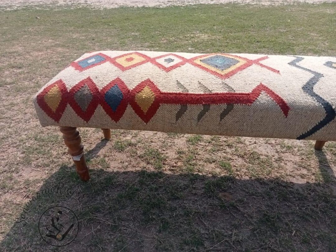 Bench Kilim Handmade Home Décor Entryway Wool Jute Rugs Furniture Piano ...