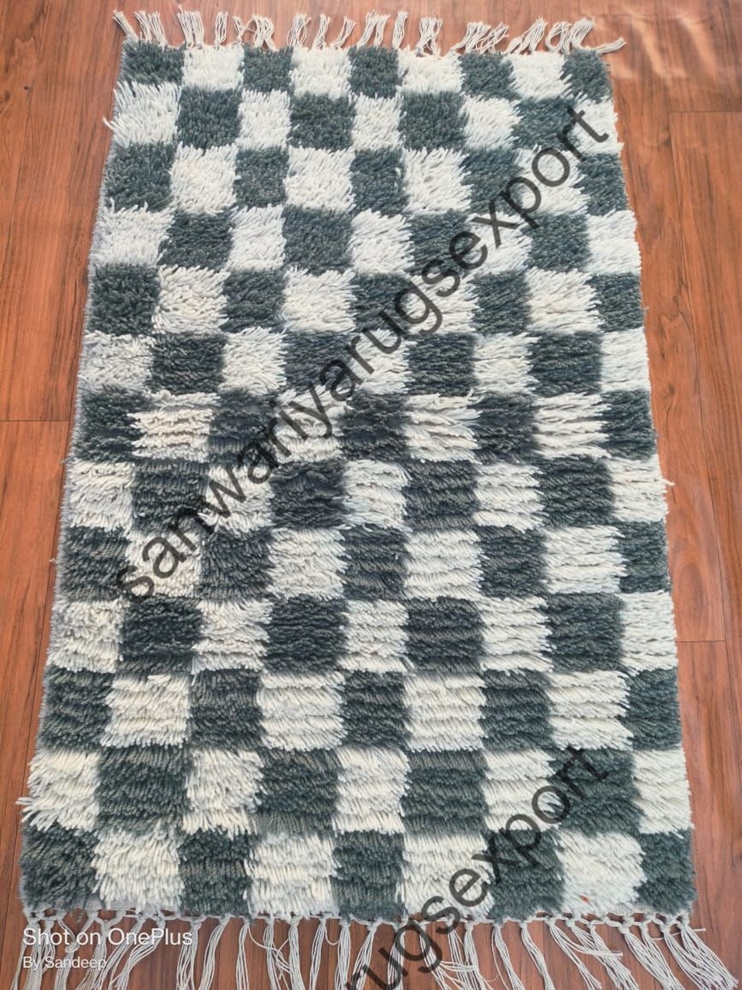 Bohemian Grey and White Checkered Rug Handmade Carpet Moroccan Hallway ...