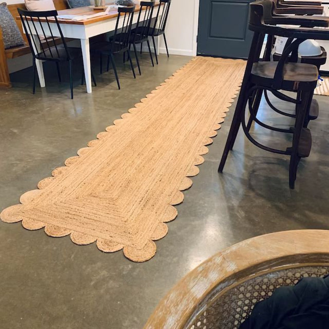 Natural Jute Scalloped Rug,jute Scalloped Rug,bohemian Scallop Rug ...