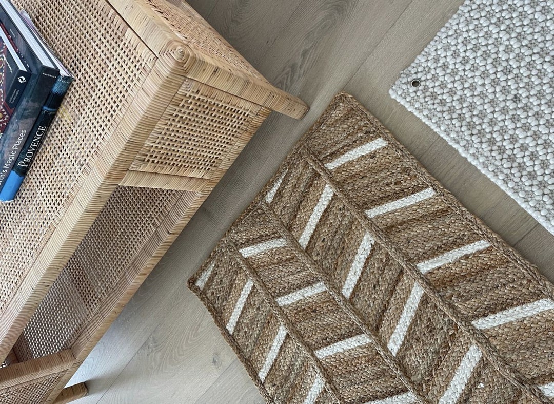 4x6 Ft Braided Jute Rugs With White Strip Pattern - Etsy