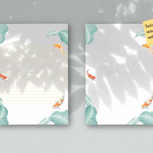 Koi Fish Letter Writing Paper - Printable Stationery - Love Letter ...