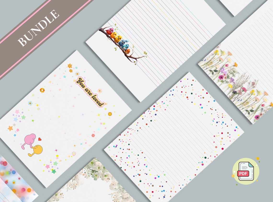 Deluxe Printable Stationery Bundle: Letter Writing Paper, Thank You ...