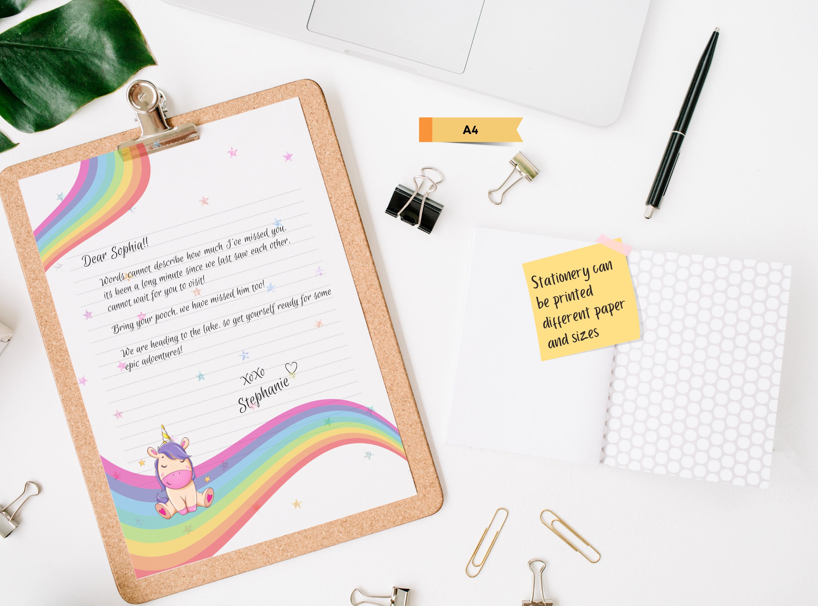 Rainbow Unicorn Printable Stationery Paper Cute Happy Magic - Etsy