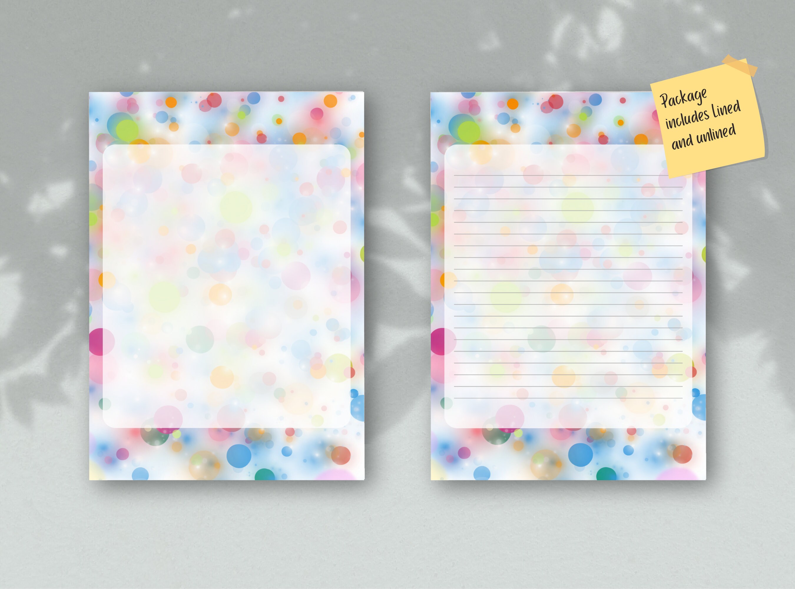 Bubbles Glow Printable Stationery Paper Colorful Bubbles, Party Journal ...