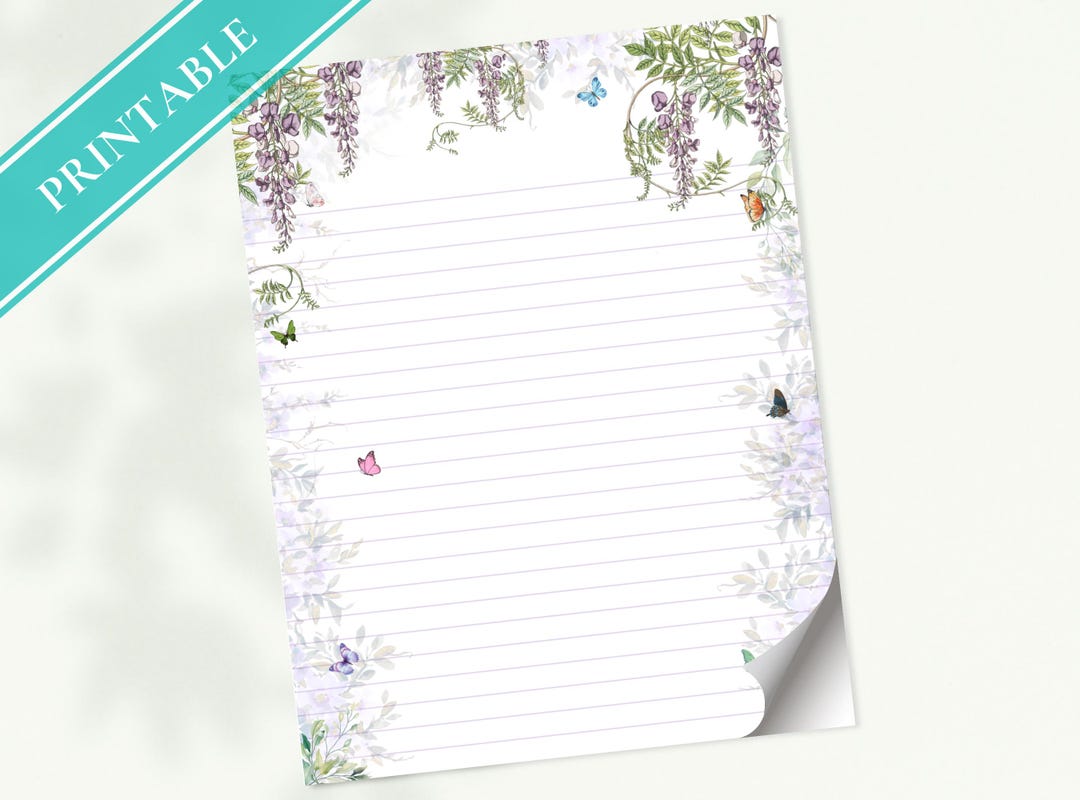 Wisteria Floral Stationery – Printable Letter Writing Paper (PDF) - Etsy