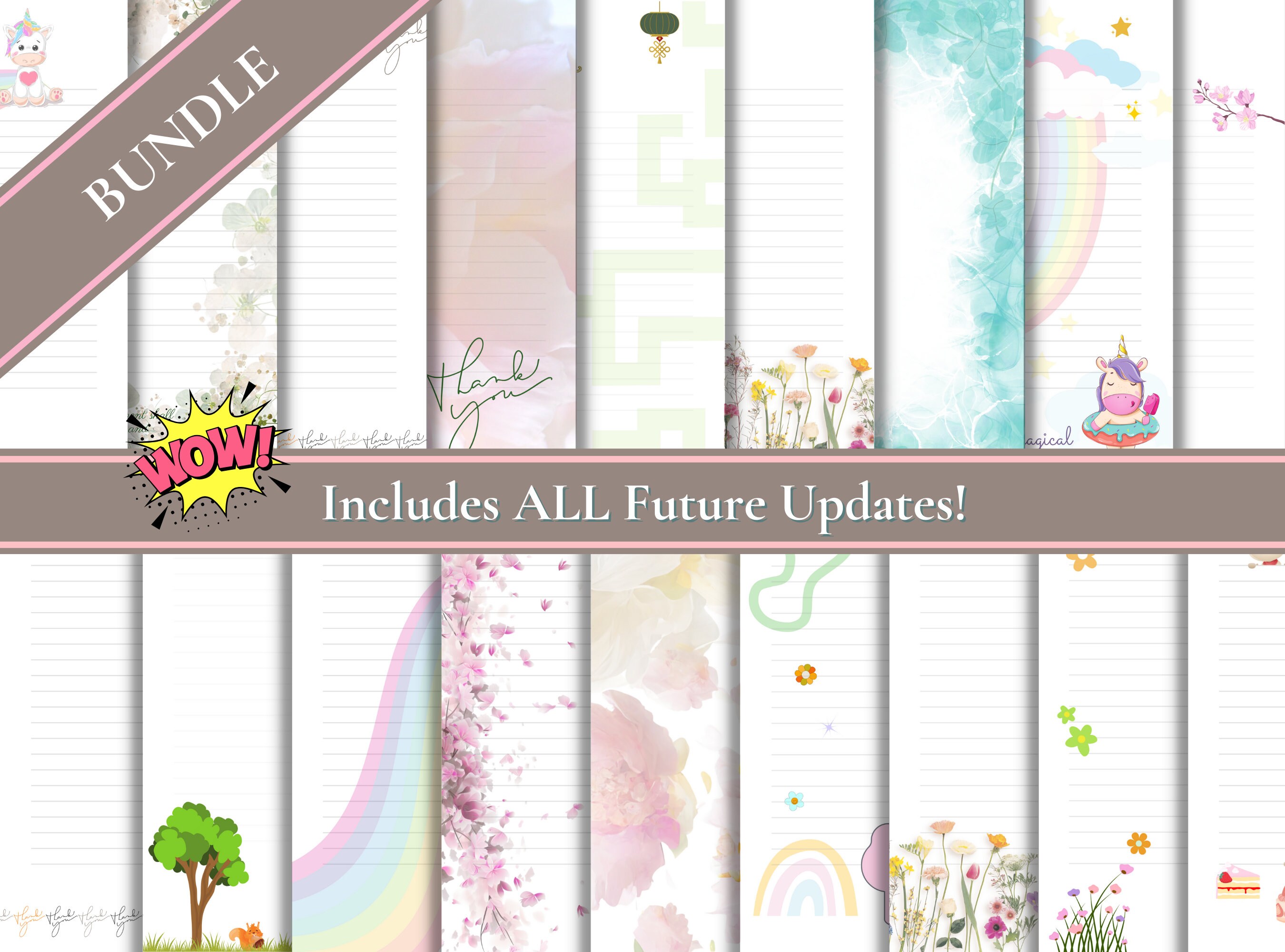 Deluxe Printable Stationery Bundle: Letter Writing Paper, Thank You ...