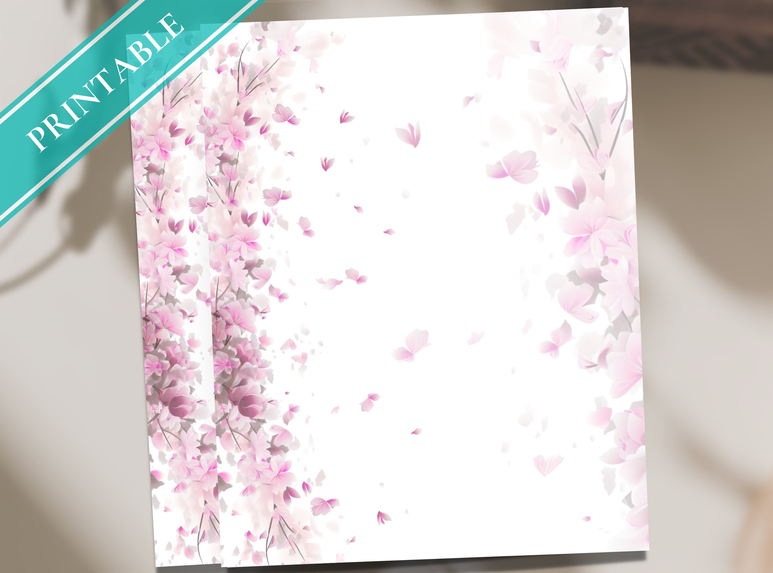 Cherry Blossoms Letter Writing Paper Printable Stationery Paper Pink ...