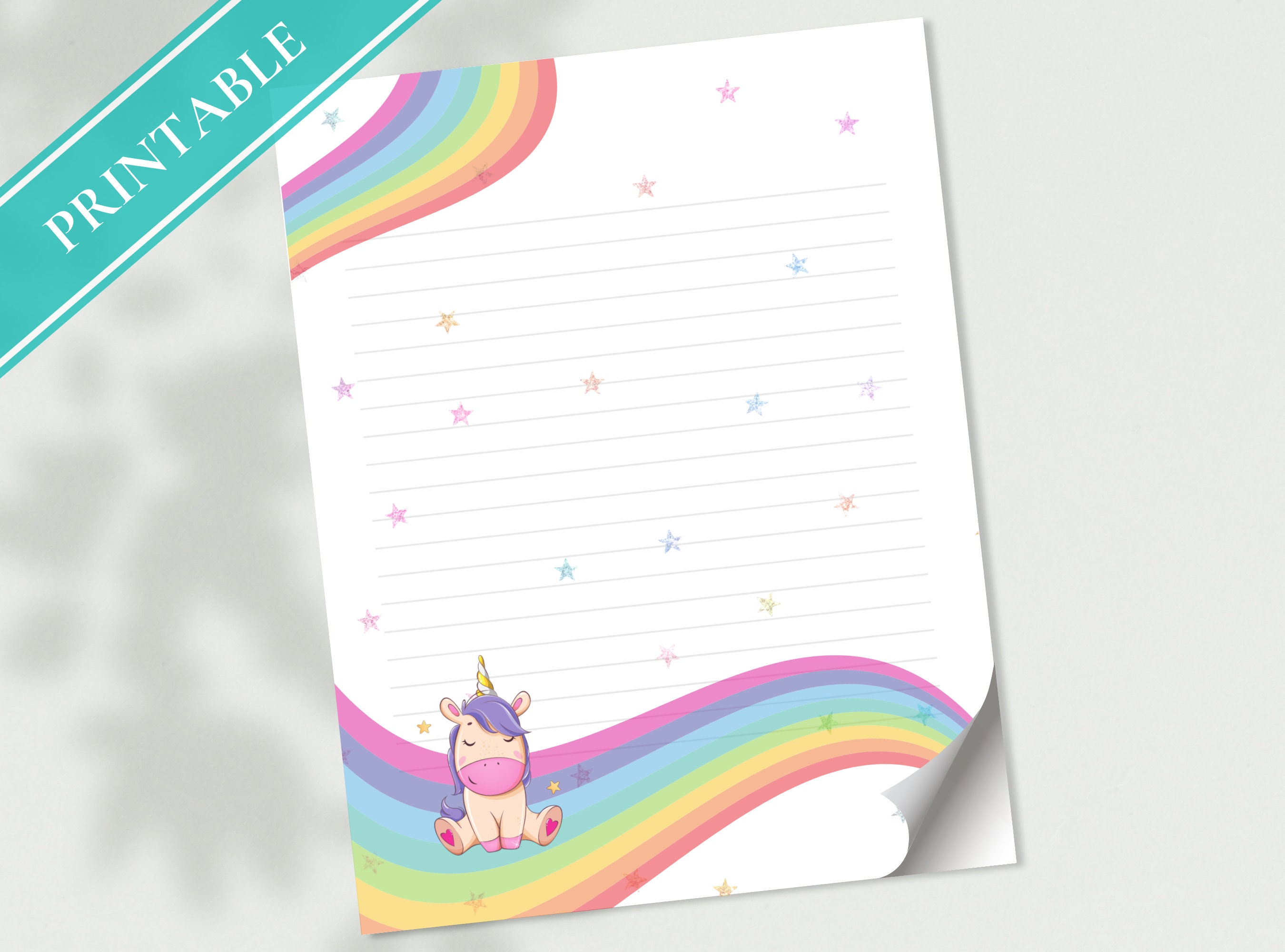 Rainbow Unicorn Printable Stationery Paper - Cute Happy Magic Paper ...