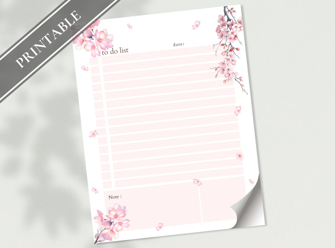 Cherry Blossom to Do List – Printable Daily Planner (letter & A4) - Etsy